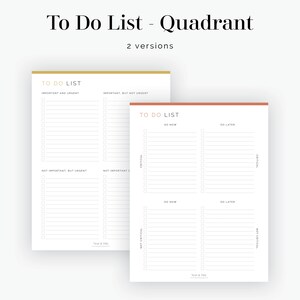 Quadrant to Do List (2 Layouts) - Fillable - Printable PDF - Task ...