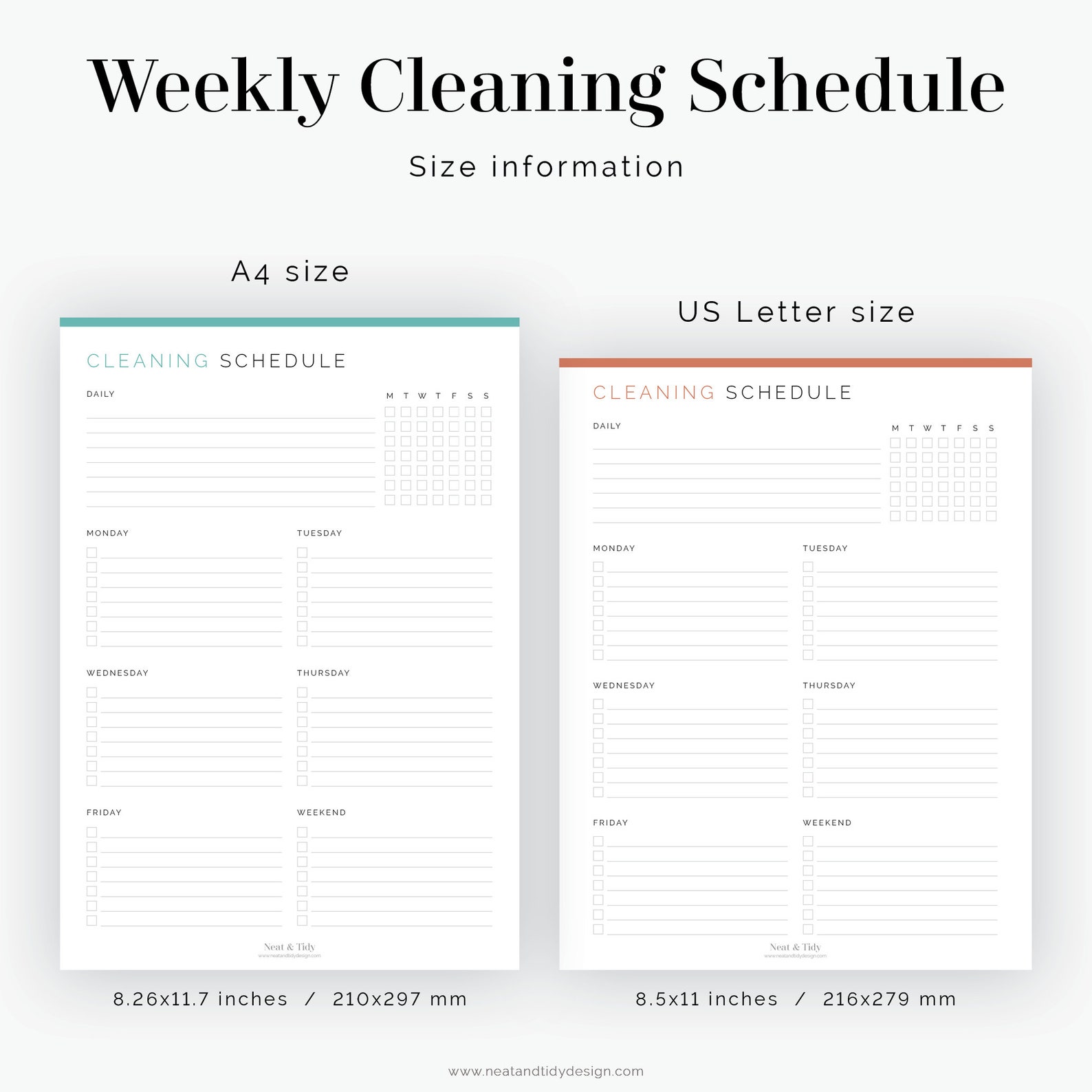 Weekly Cleaning Schedule Fillable Printable PDF - Etsy