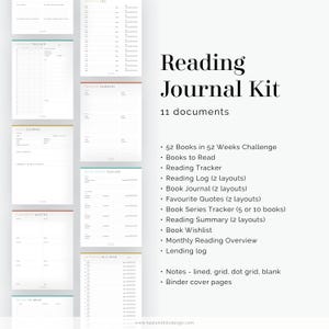 Reading Journal Kit (11 Documents) - Fillable - Printable PDF - Book ...