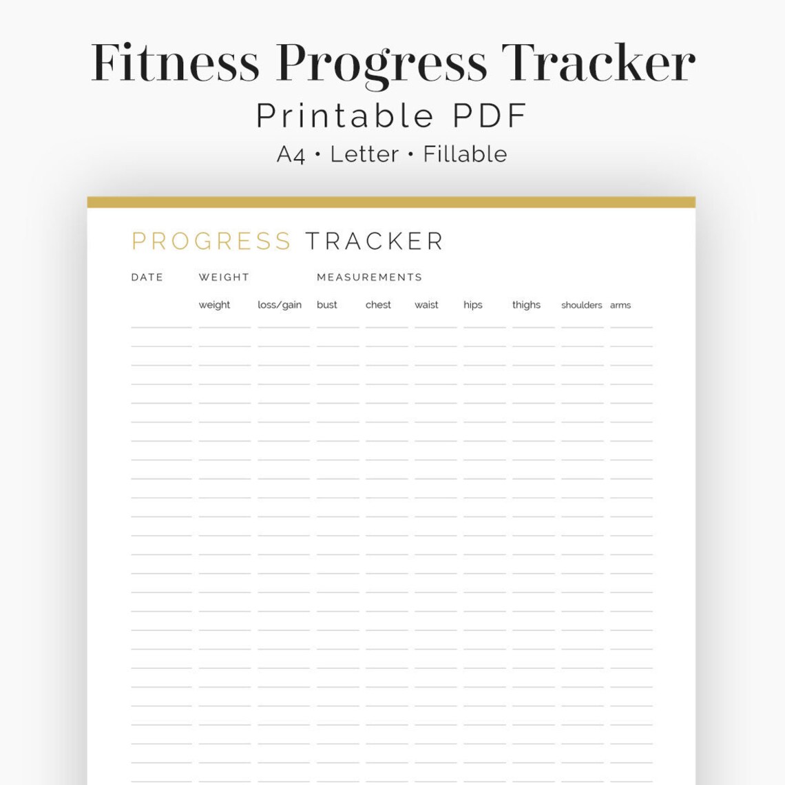 Fitness Progress Tracker Fillable Printable PDF Health & | Etsy