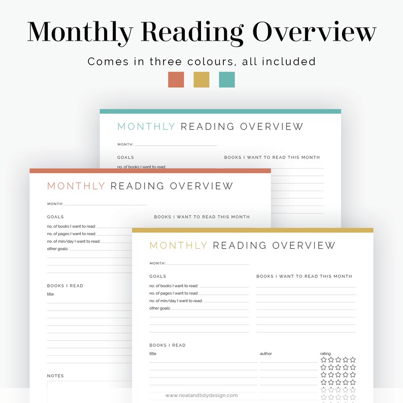 Monthly Reading Overview - Fillable - Printable PDF - Readers Kit, Book ...
