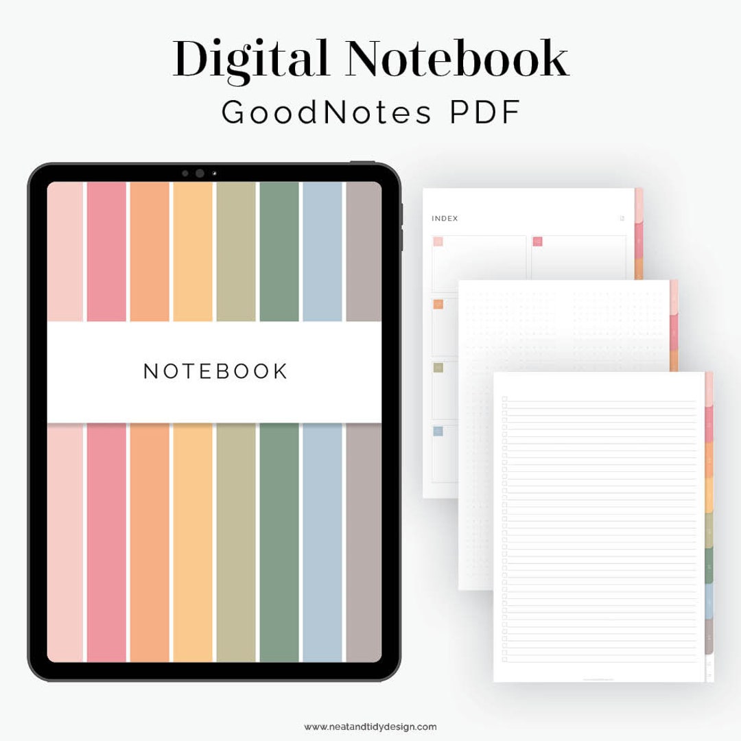 Digital Tabbed Notebook for Goodnotes (portrait) - Hyperlinked Tabs (8 ...