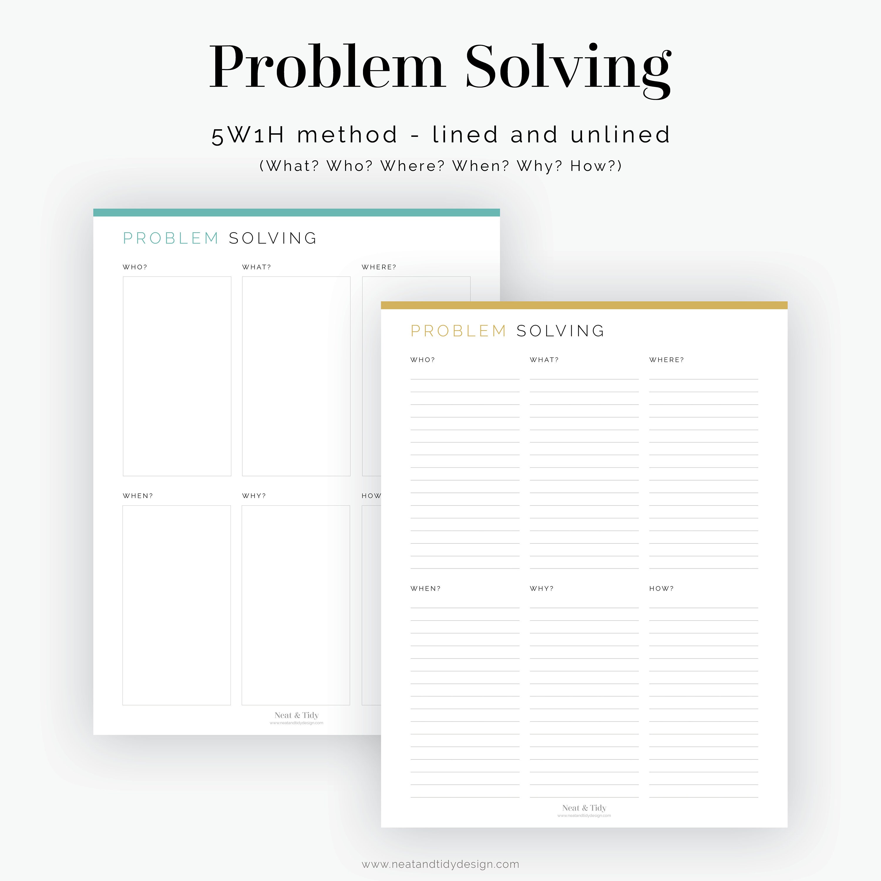 Problem Solving Worksheets - 5W1H and SCAMPER Methods - Fillable ...