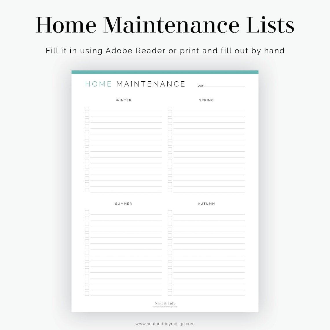 Home Maintenance Checklists - 3 Layouts - House Maintenance Tasks ...