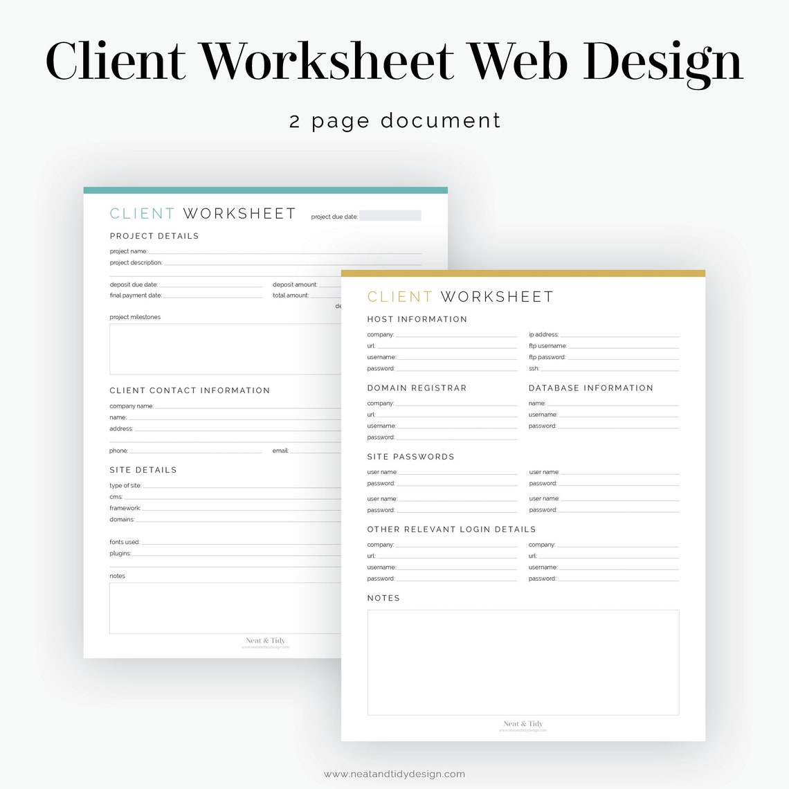 Client Worksheet Web Design Fillable Printable PDF Web Design Business ...