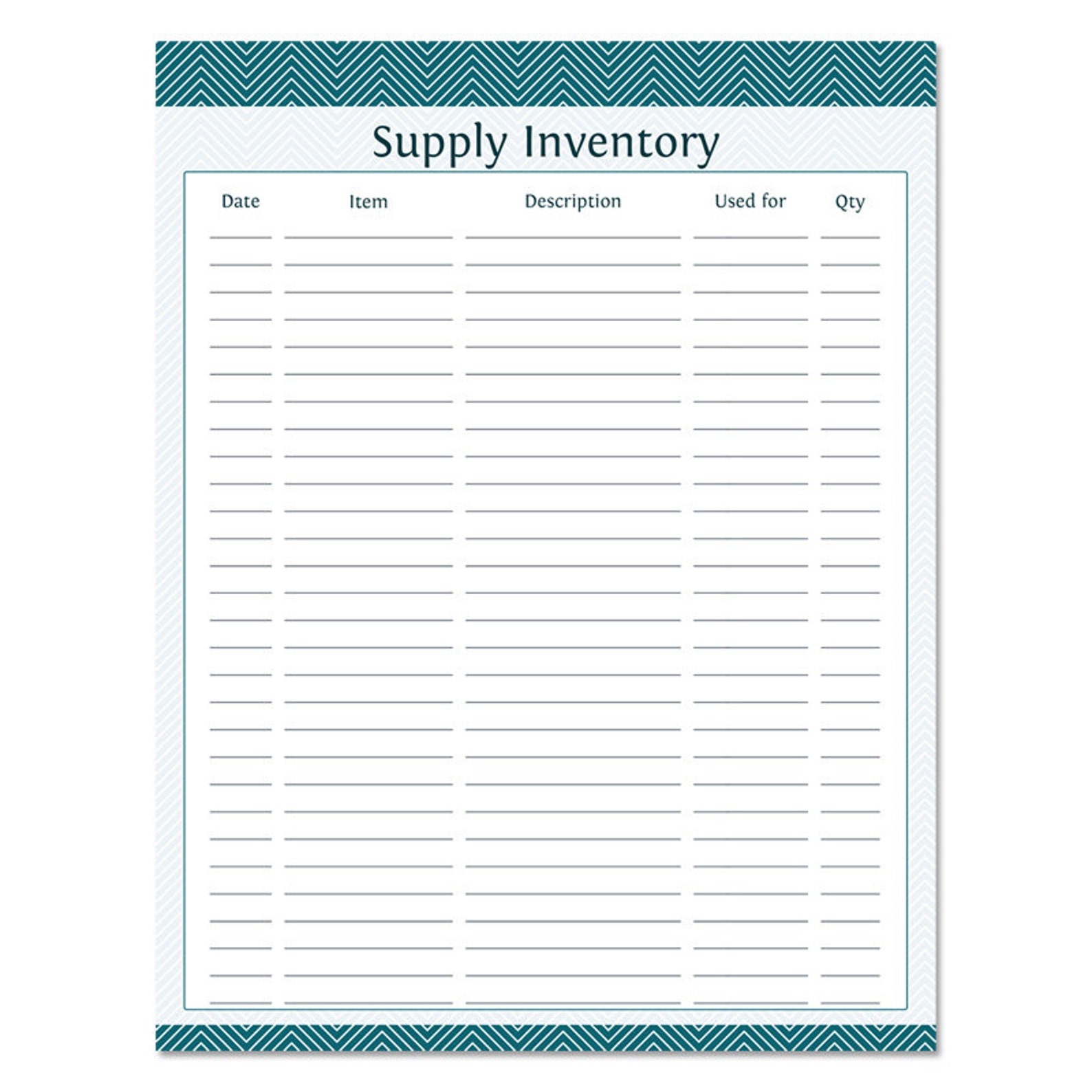 Supply Inventory - Fillable - Business Planner Chevron - Printable ...