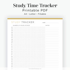 Study Time Tracker - Fillable - Printable PDF - Student Planner, High ...
