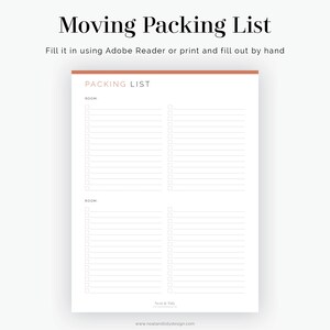 Moving Packing List - by Room - Fillable - Moving Planner - Printable ...