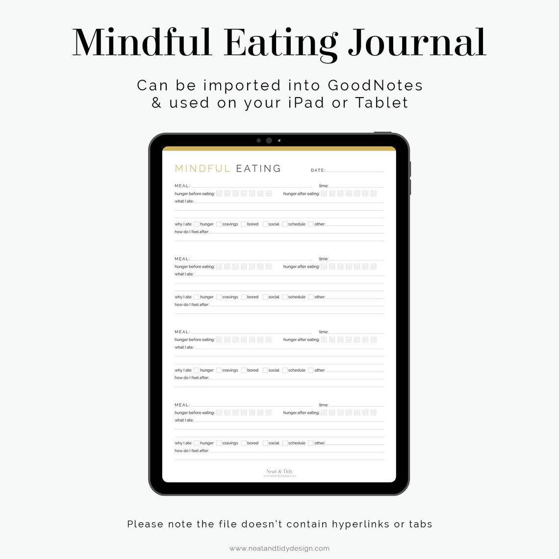 Mindful Eating Journal Fillable Printable PDF Daily Food Journal Health ...