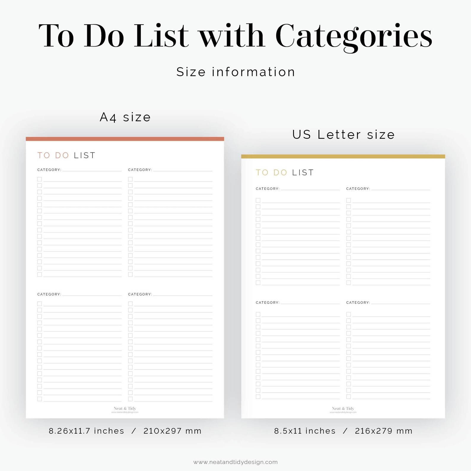 To Do List With Categories (4 Versions) - Fillable - Printable PDF ...
