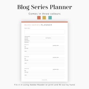 Blog Series Planner - Fillable - Printable PDF - Business Planner, Blog ...