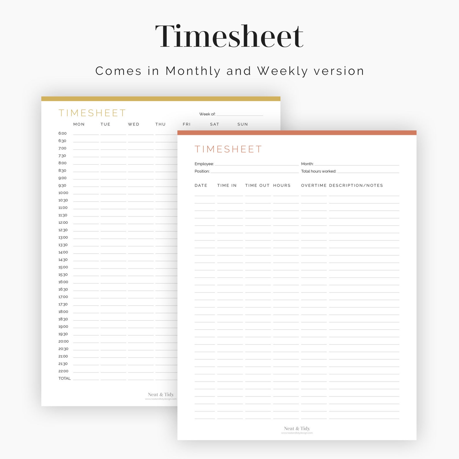 Timesheet (2 Layouts) - Fillable - Business Planner, Employee Timesheet ...