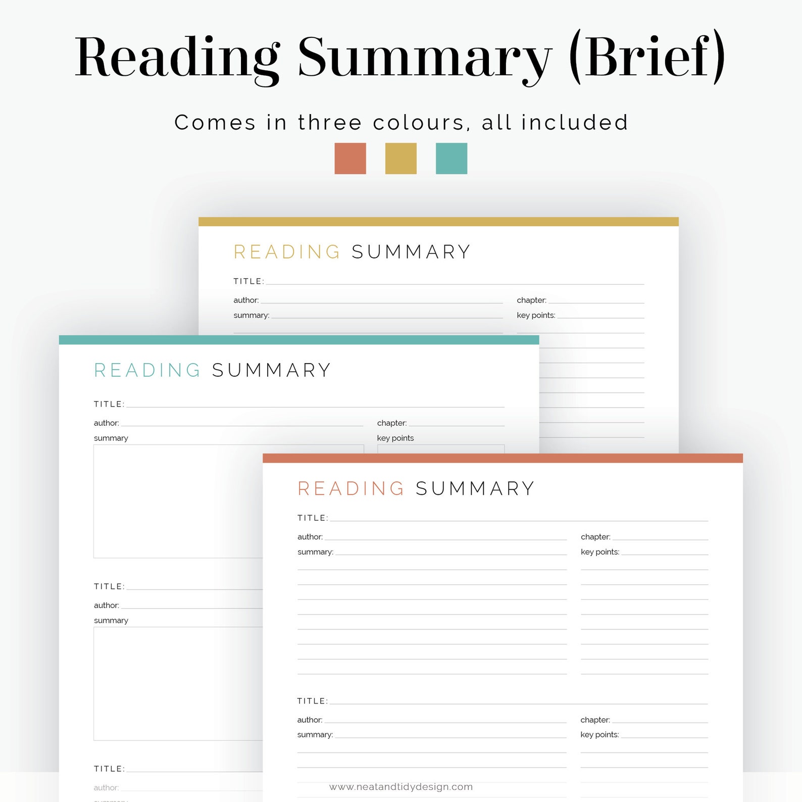 Reading Summary - Fillable - Printable PDF - Student Planner, School ...