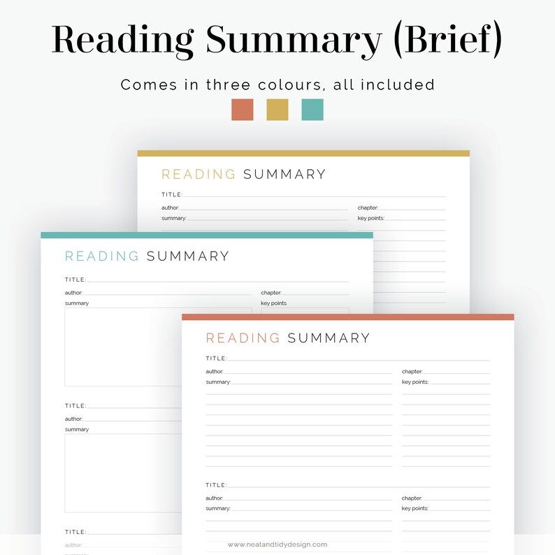 Reading Summary - Fillable - Printable PDF - Student Planner, School ...