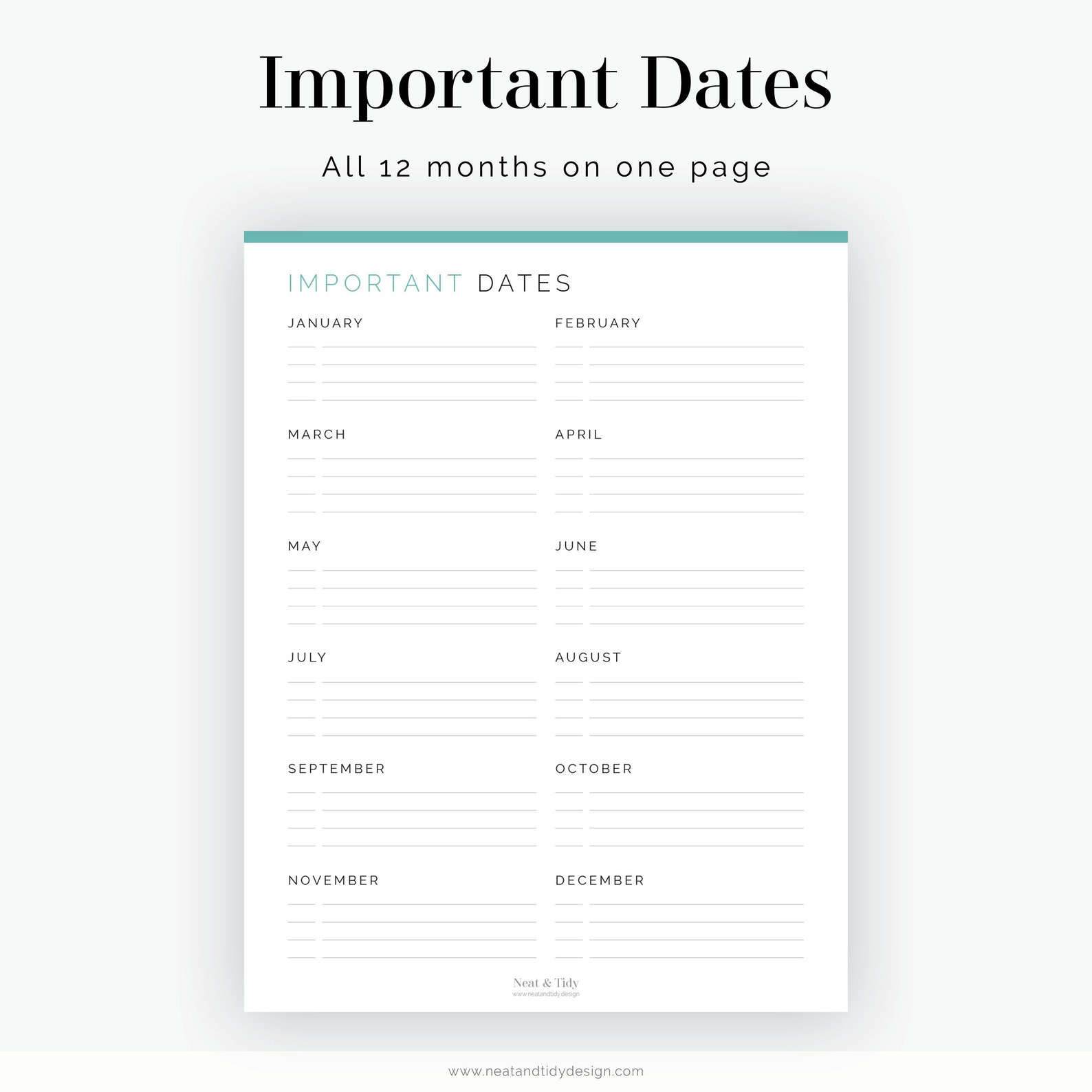 Important Dates Fillable Event Tracker Birthday Tracker - Etsy