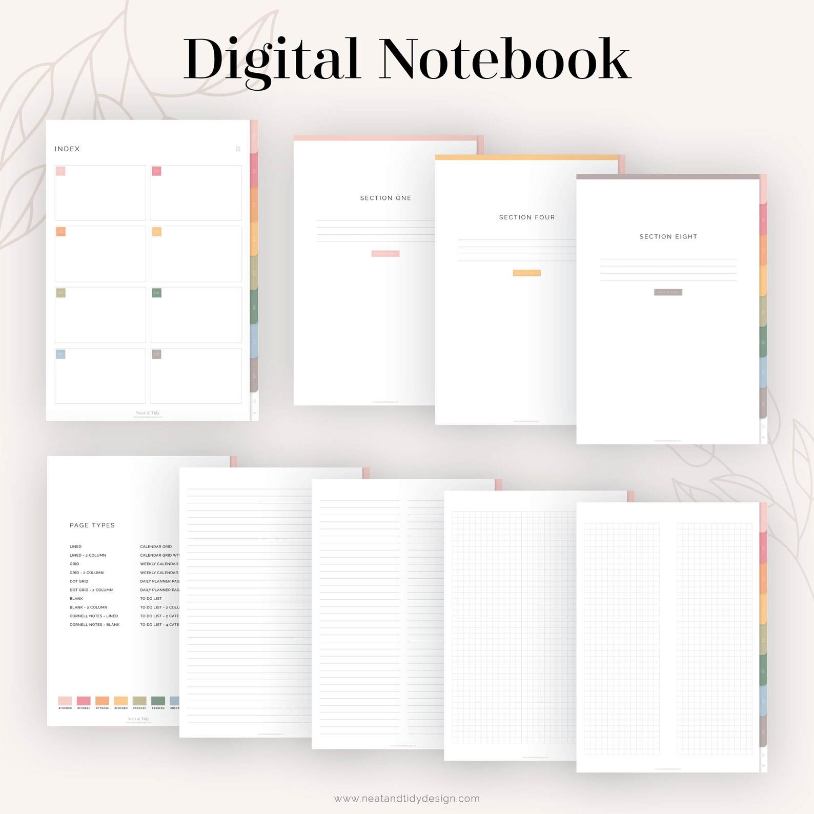 Digital Tabbed Notebook for Goodnotes (portrait) - Hyperlinked Tabs (8 ...