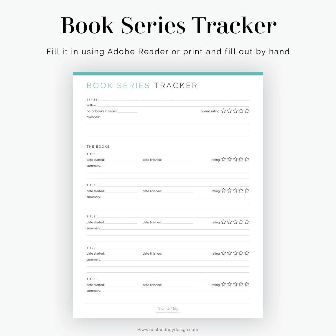 Book Series Tracker Fillable Printable PDF Part of the - Etsy Canada