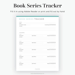 Book Series Tracker - Fillable - Printable PDF - Part of the Reading ...