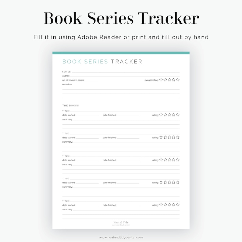 Book Series Tracker Fillable Printable PDF Part of the - Etsy
