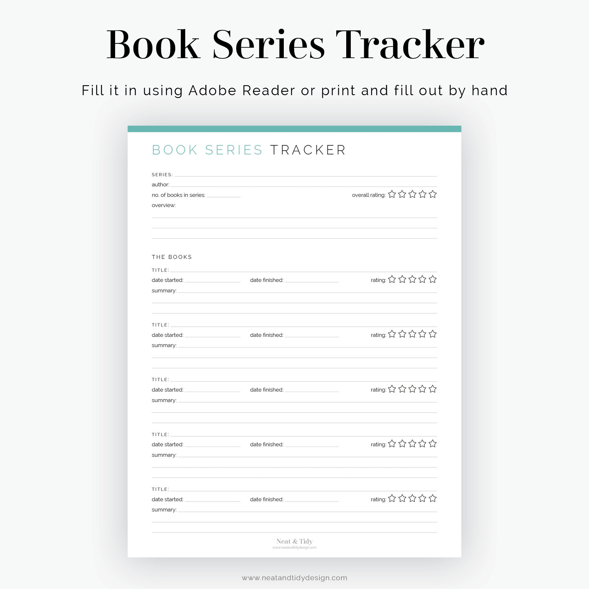 Book Series Tracker Fillable Printable PDF Part of the | Etsy Australia