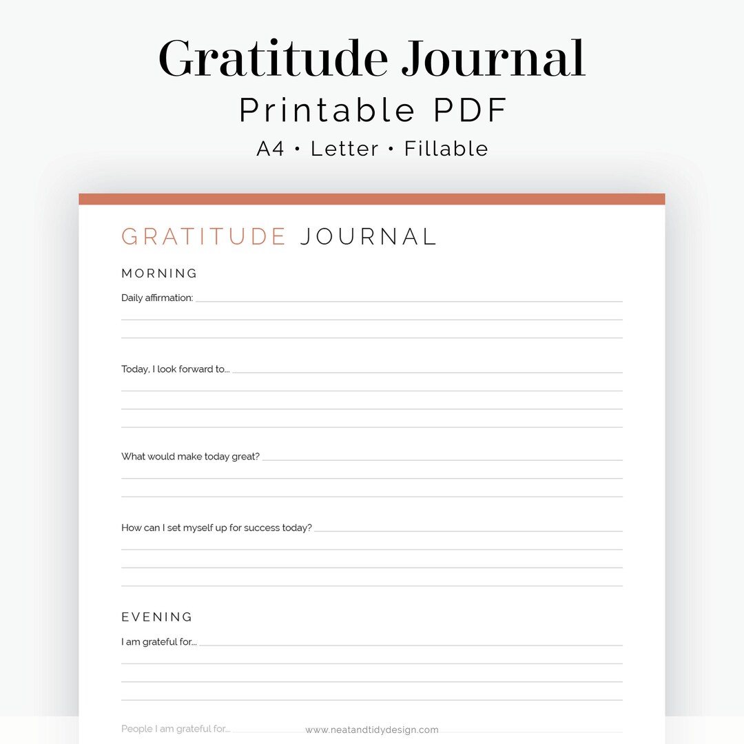 Gratitude Journal (2 Layouts) - Fillable - Printable PDF - Journaling ...