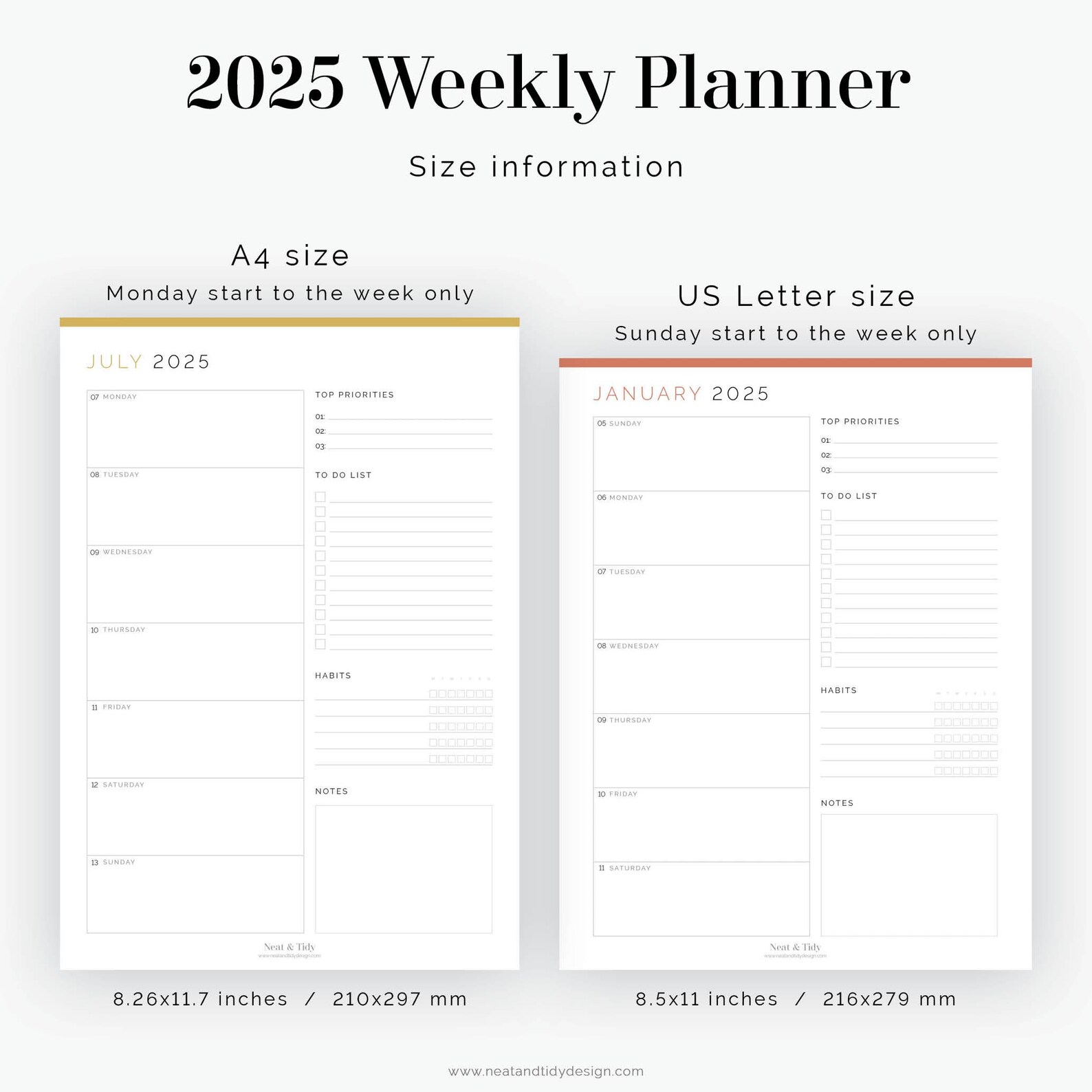 2025 Weekly Dated Planner, Fillable and Printable PDF - 2025 Weekly ...