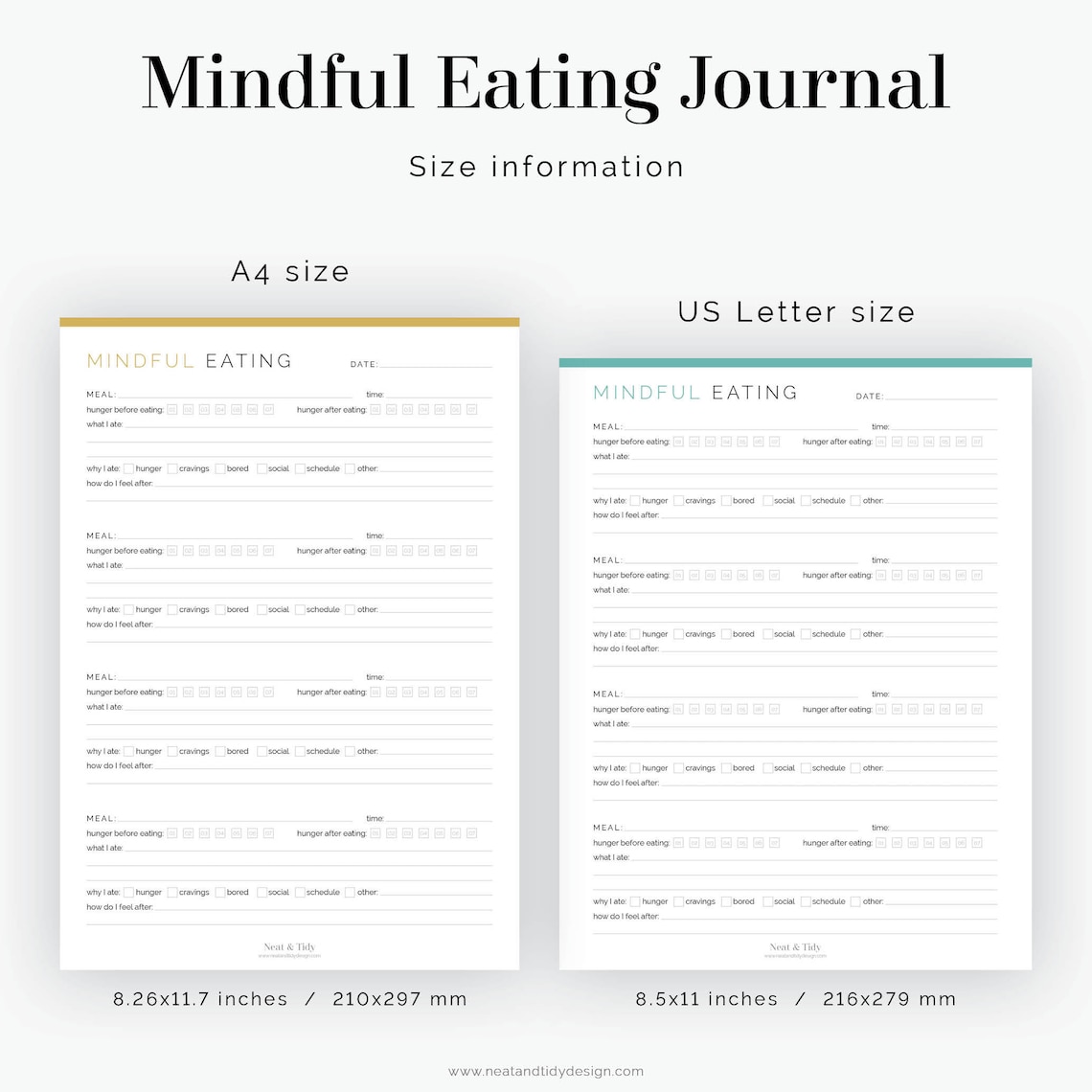 Mindful Eating Journal Fillable Printable PDF Daily Food Journal Health ...