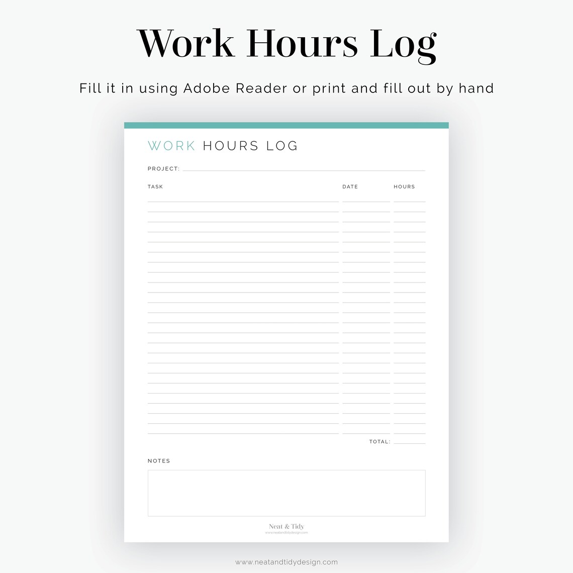 Project Work Hour Log Tracker Fillable Printable PDF Task Management ...