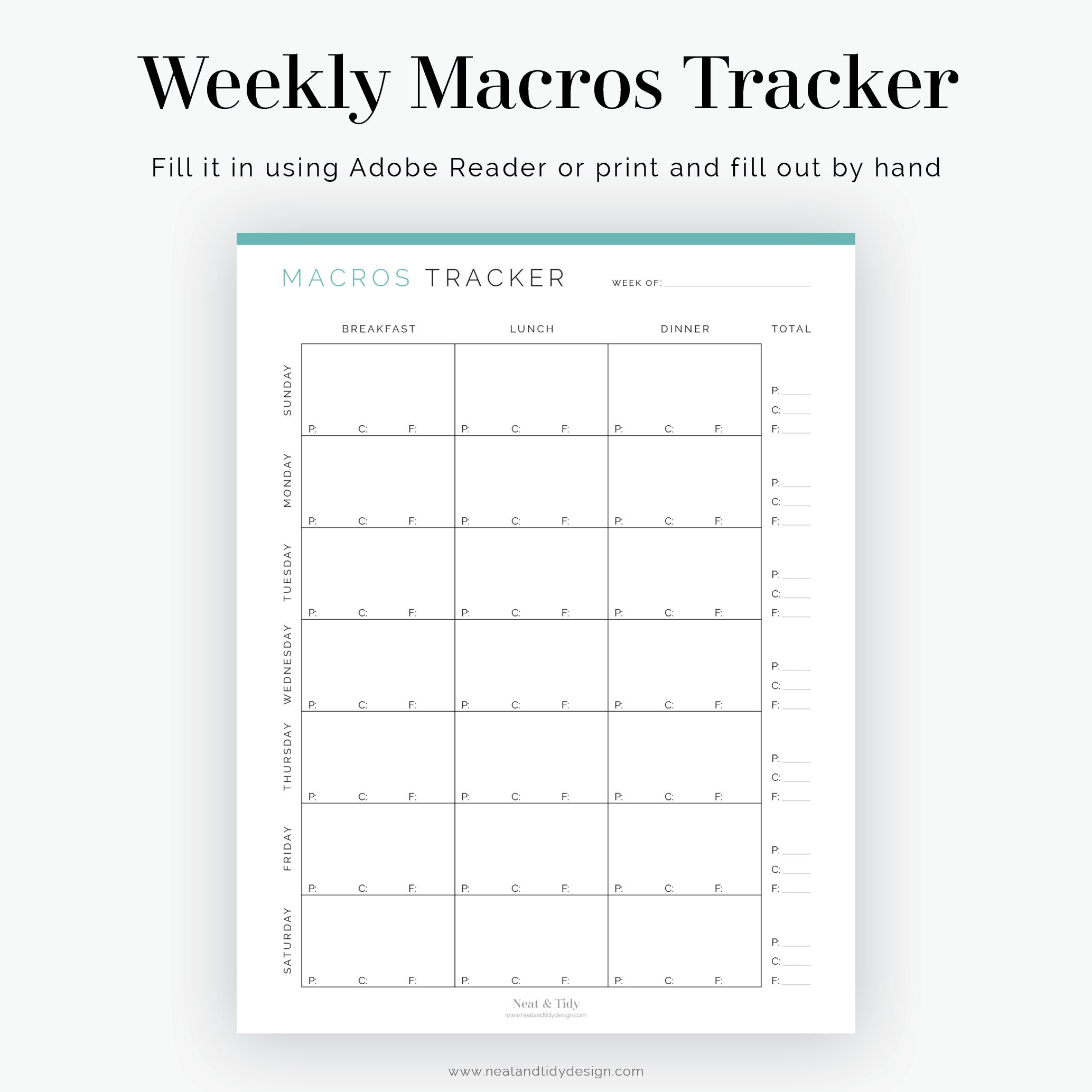 Weekly Macros Tracker Fillable Printable PDF Weekly Food Log Health ...