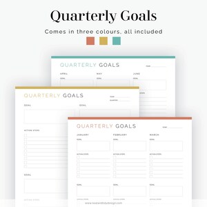 Quarterly Goals (2 Layouts) - Fillable - Printable PDF - New Year ...