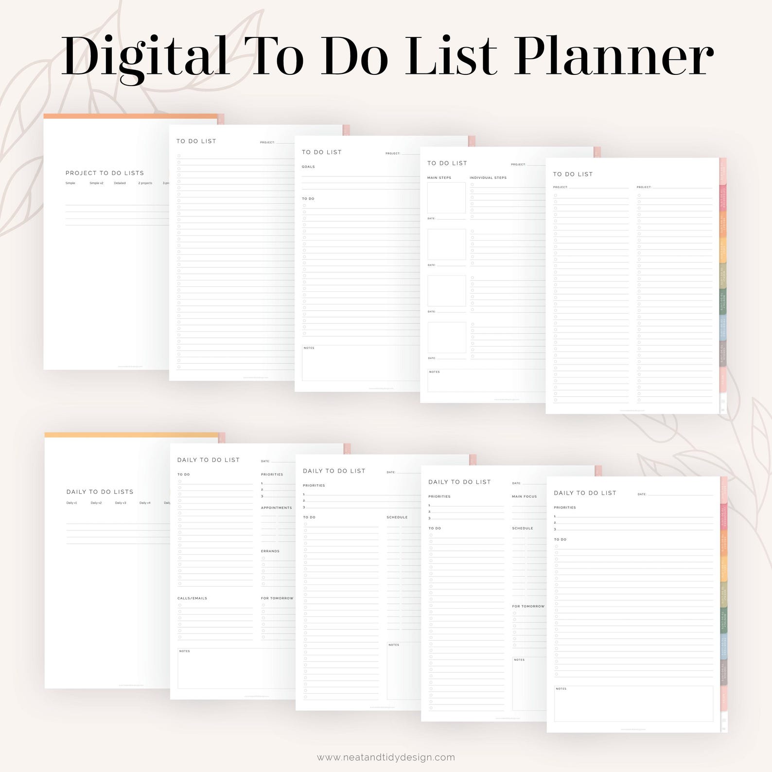 Digital to Do List Planner for Goodnotes (rainbow) - Hyperlinked ...
