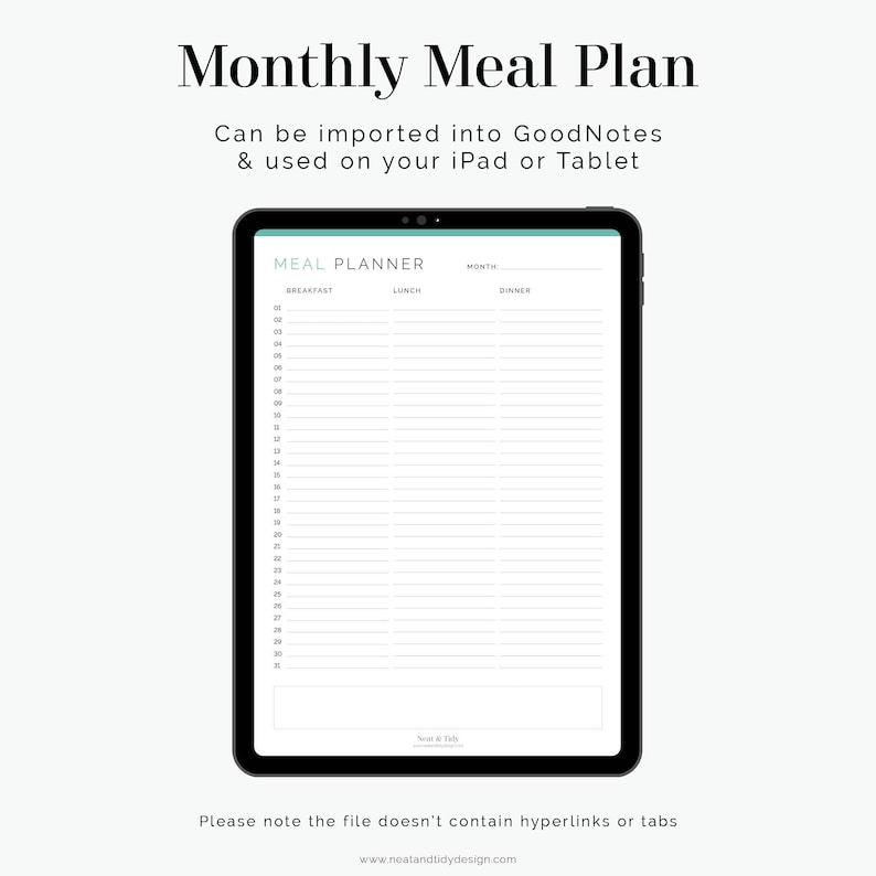 Monthly Meal Planner (list View) - Fillable - Printable PDF - Meal Prep ...