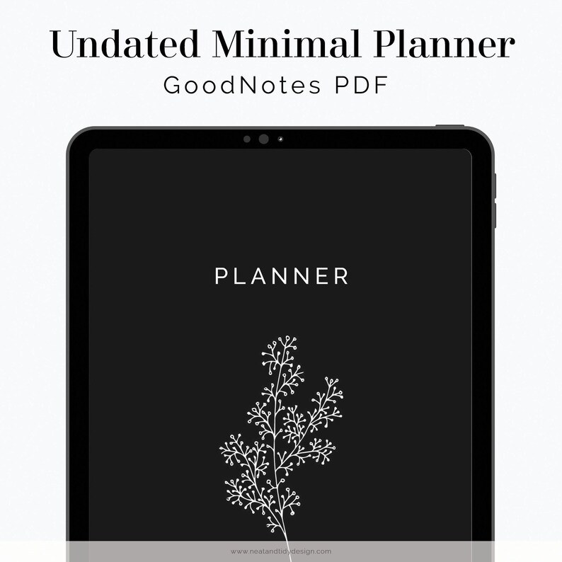 Undated Minimalist Digital Tabbed Planner for Goodnotes dark - Etsy