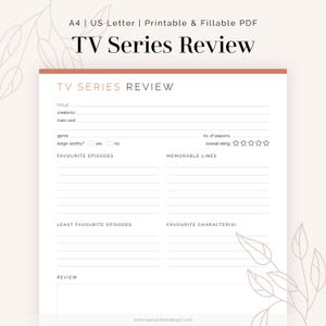 TV Show/series Review Template | Printable and Fillable Series Rating ...