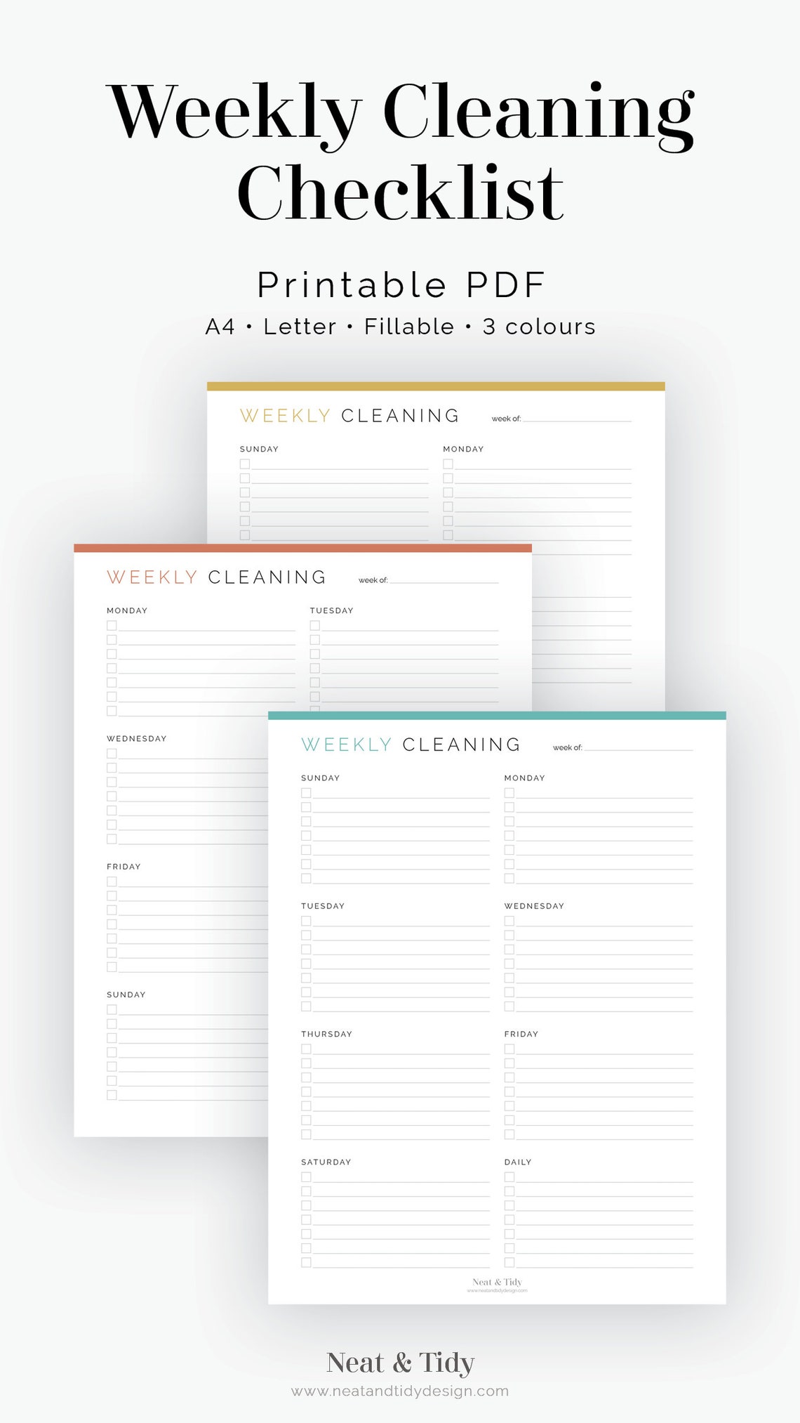 Weekly Cleaning Checklist Fillable Printable PDF - Etsy