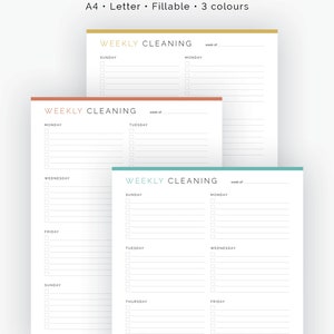 Weekly Cleaning Checklist - Fillable - Printable PDF - Household Binder ...