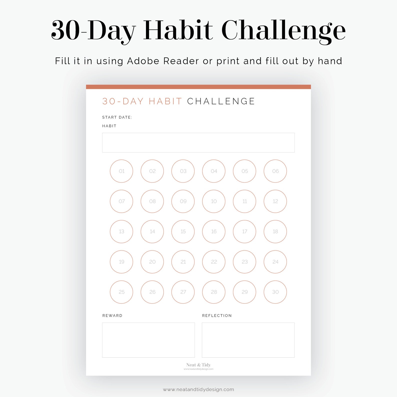 30-day Habit Challenge Tracker Fillable Printable PDF New Year ...