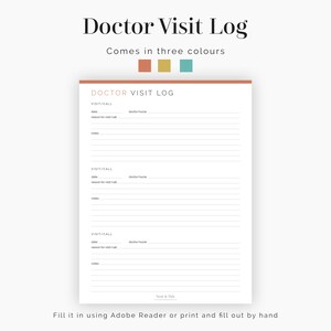 Doctor Visit Log (2 Layouts) - Health & Medical Log, Healthcare Planner ...