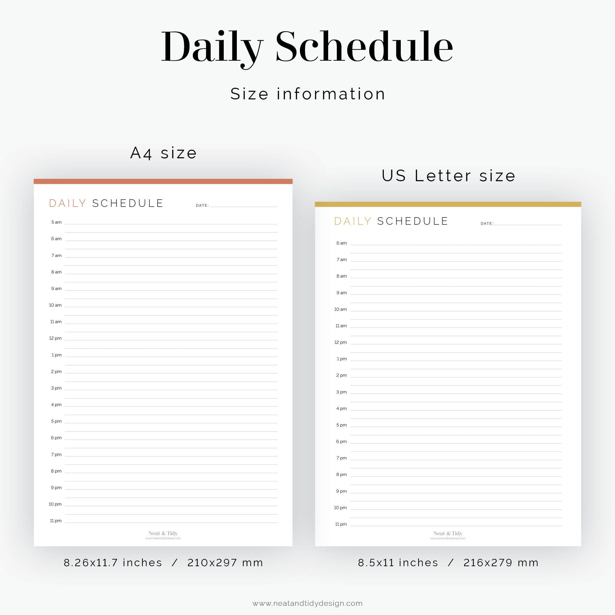 Daily Schedule 2 Layouts Fillable Printable PDF - Etsy