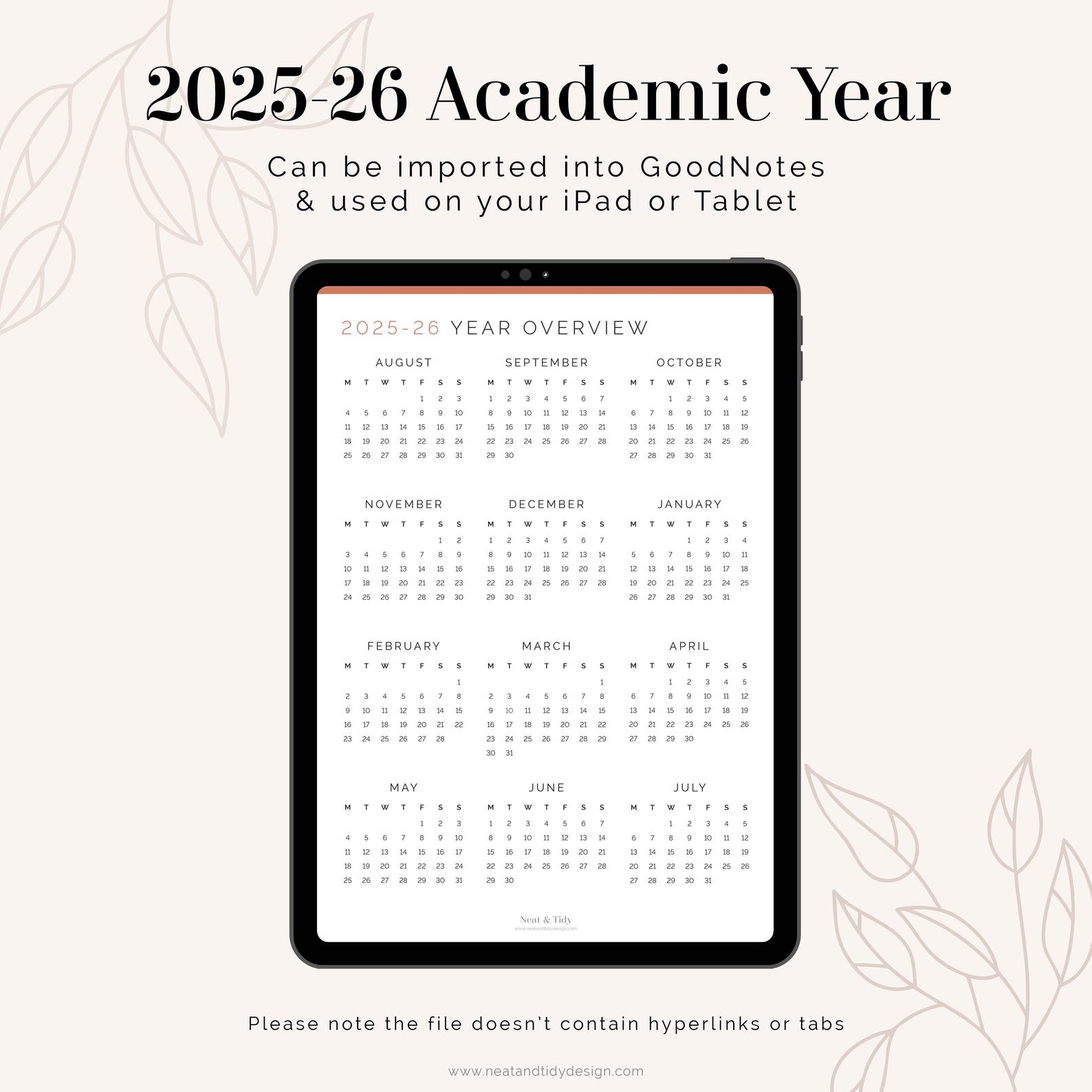 2025-26 Academic Year Overview Printable PDF | Time Management, School ...