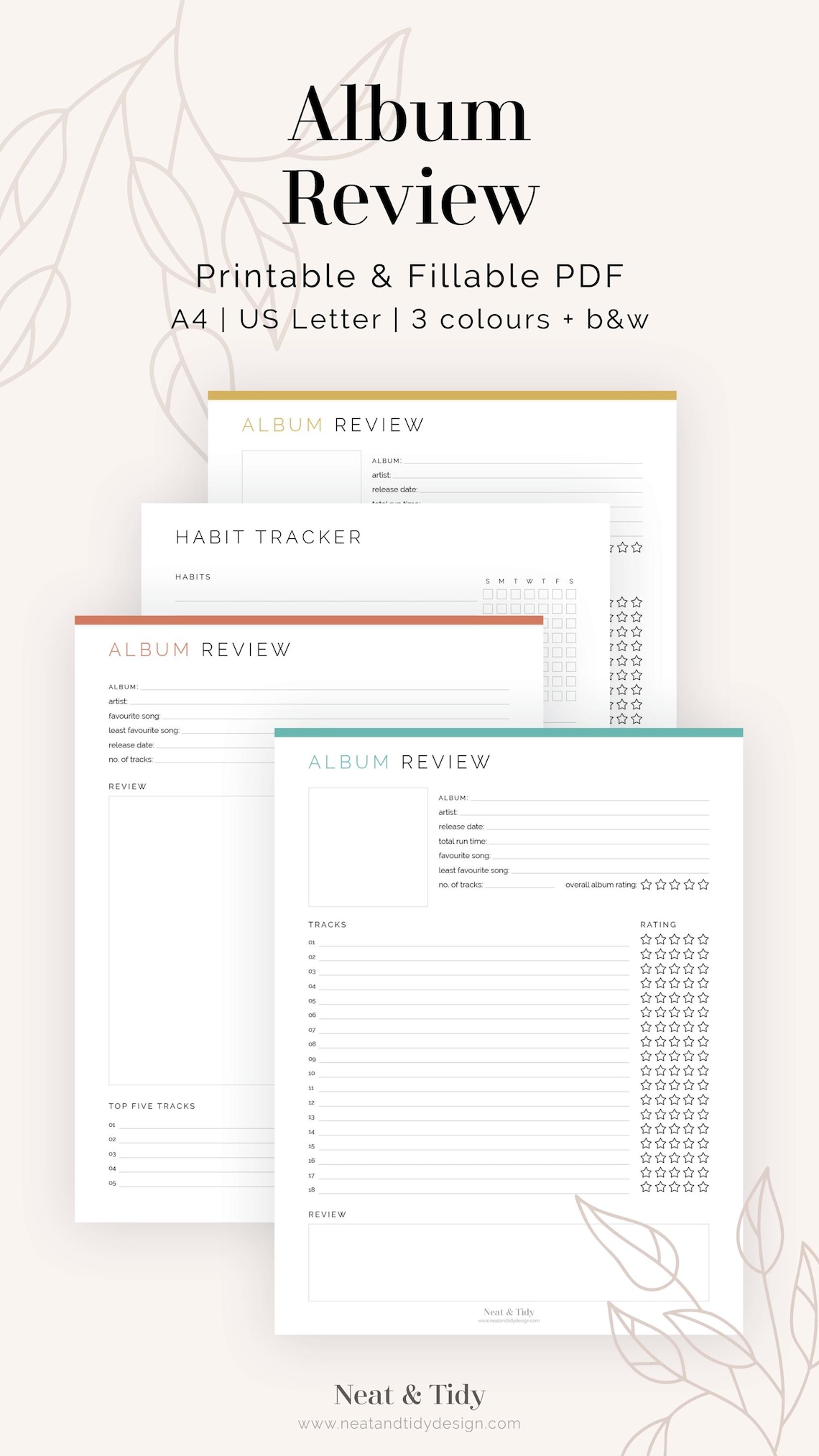 Music Album Review - Fillable, Printable PDF - Album Rating Template ...
