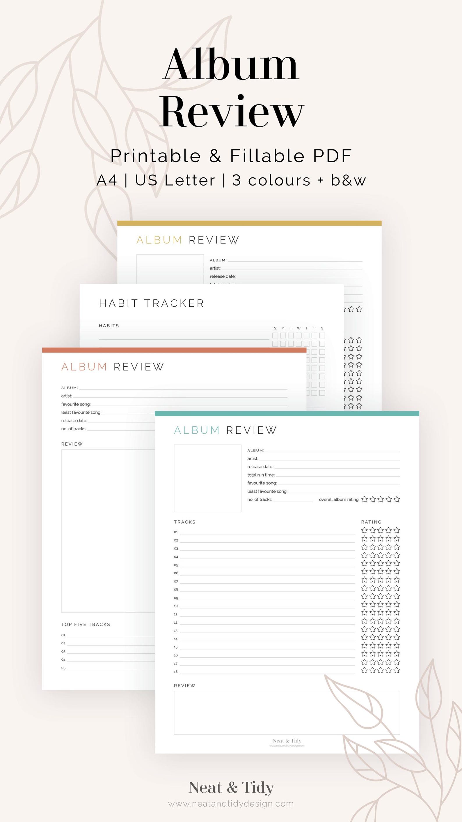 Music Album Review - Fillable, Printable PDF - Album Rating Template ...