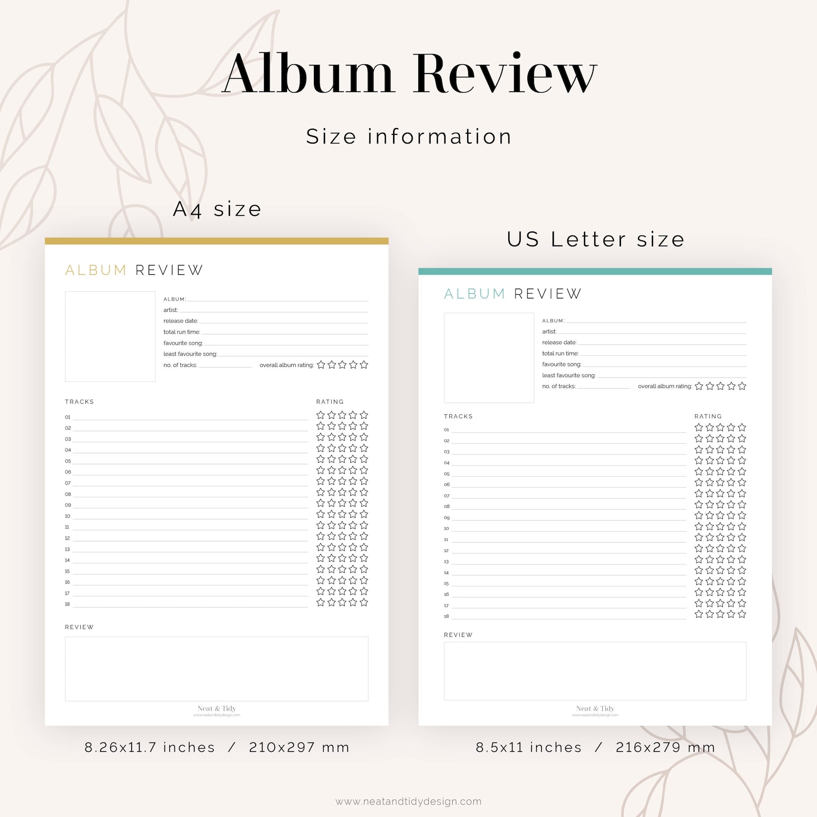Music Album Review - Fillable, Printable PDF - Album Rating Template ...
