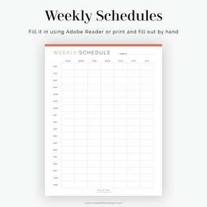 Weekly Schedule (2 Layouts) - Fillable - Printable PDF - Weekly Planner ...