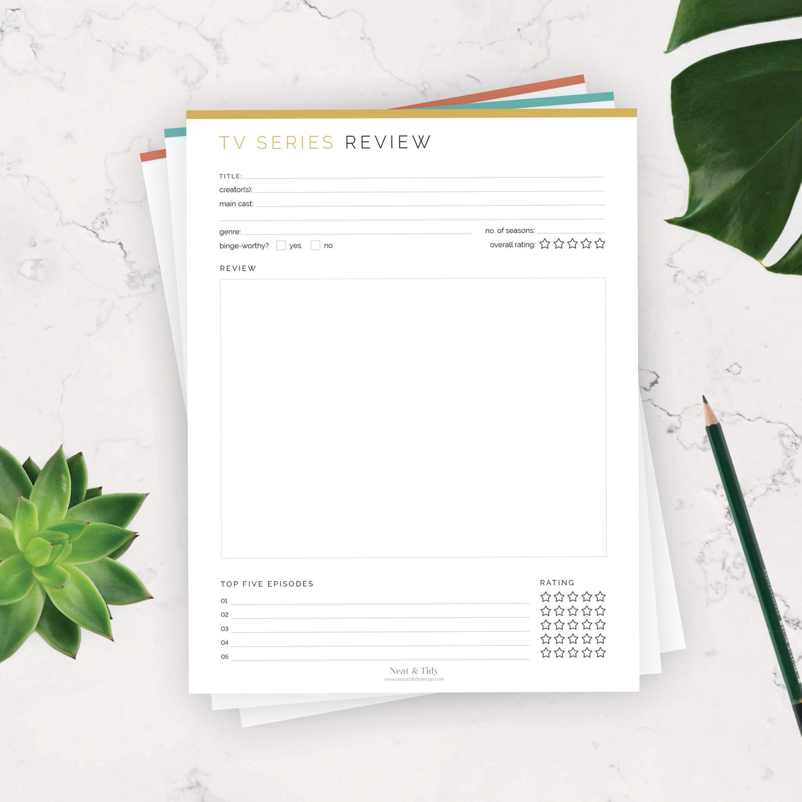 TV Show/series Review Template | Printable and Fillable Series Rating ...