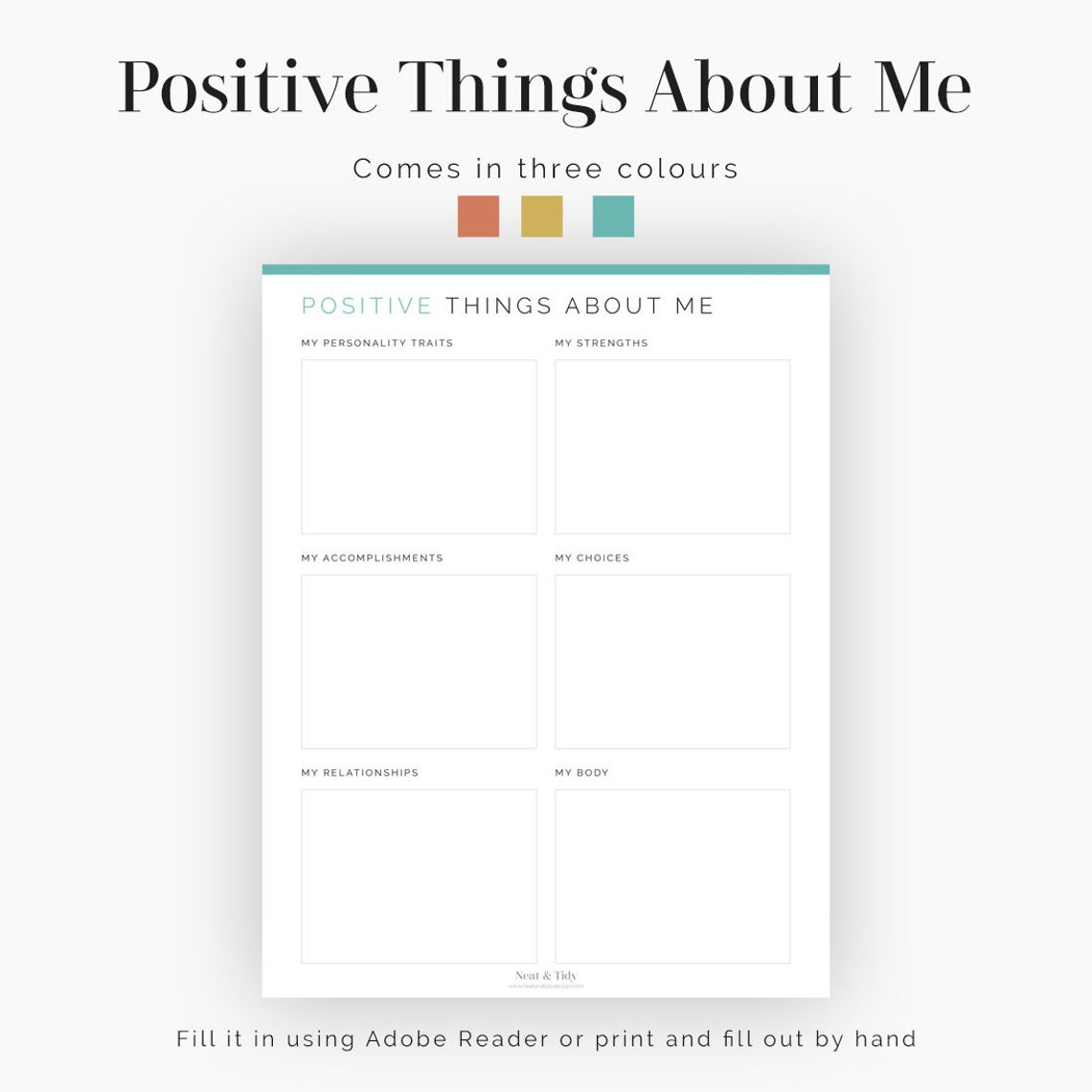 Positive Things About Me Worksheet Fillable Printable PDF | Etsy