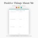 Positive Things About Me Worksheet Fillable Printable PDF - Etsy