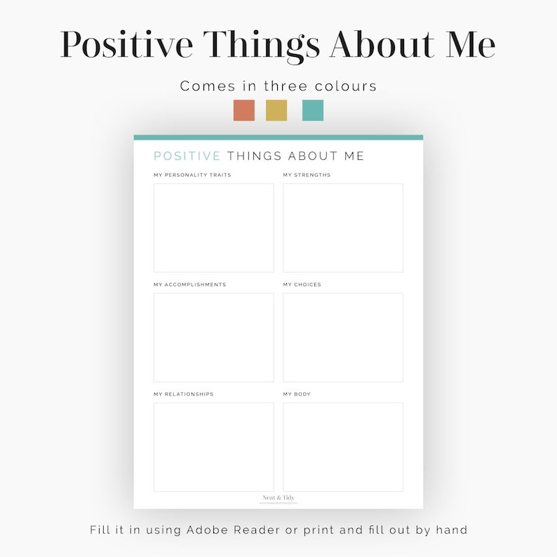 Positive Things About Me Worksheet Fillable Printable PDF - Etsy