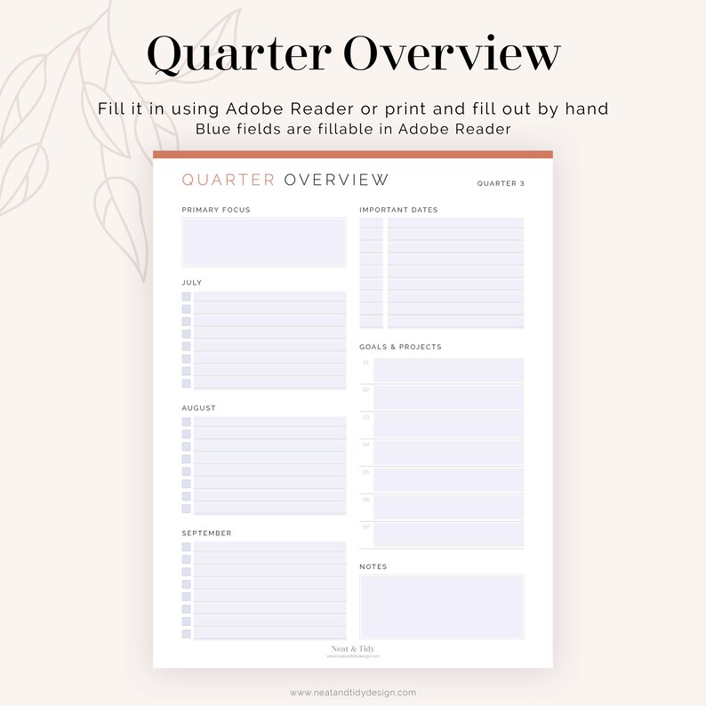 Quarter Overview | Fillable and Printable PDF - Productivity Overview ...