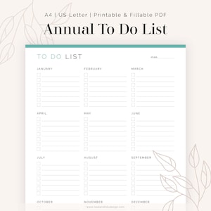 Annual to Do List | Fillable and Printable PDF | Task Management ...